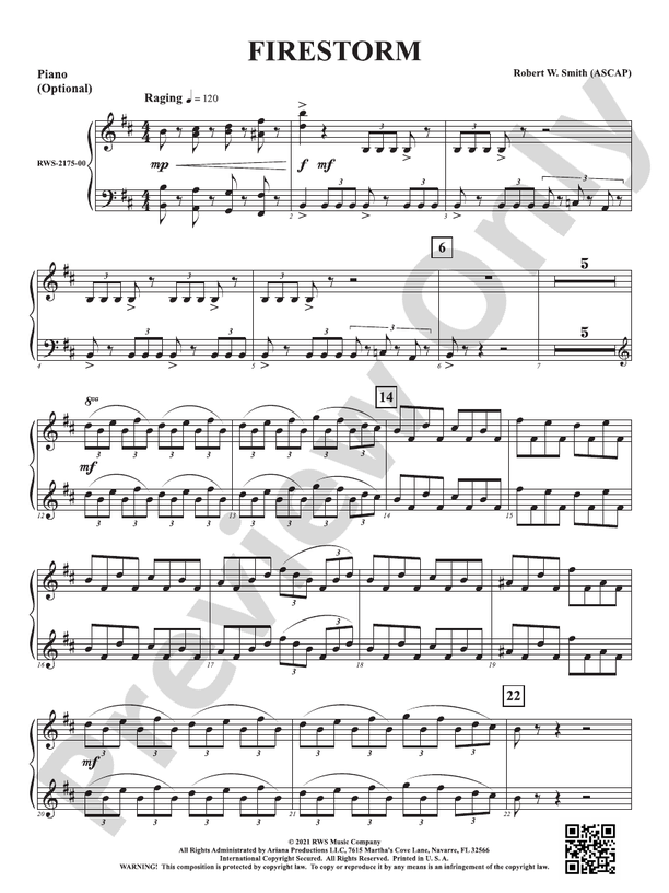 Firestorm: Optional Piano: Optional Piano Part: Robert W. Smith ...