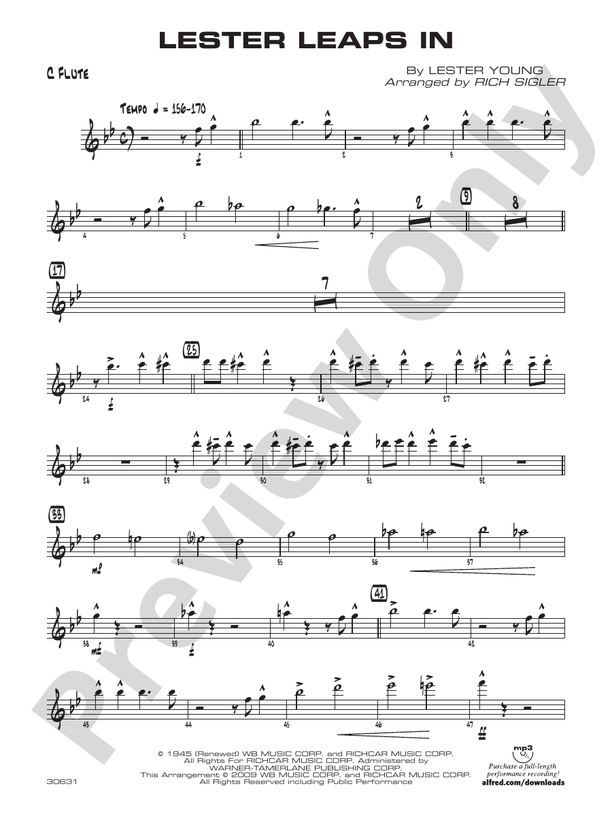 Lester Leaps In: Flute: Flute Part - Digital Sheet Music Download