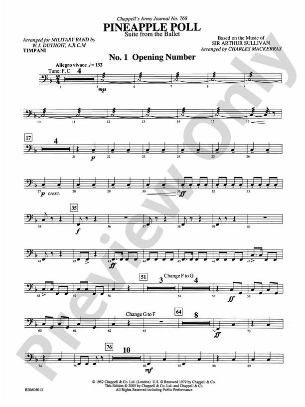 Pineapple Poll (Suite from the Ballet): Timpani: Timpani Part - Digital ...