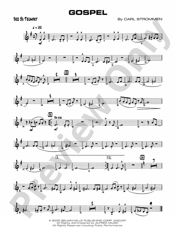 Gospel: 3rd B-flat Trumpet: 3rd B-flat Trumpet Part - Digital Sheet Music Download