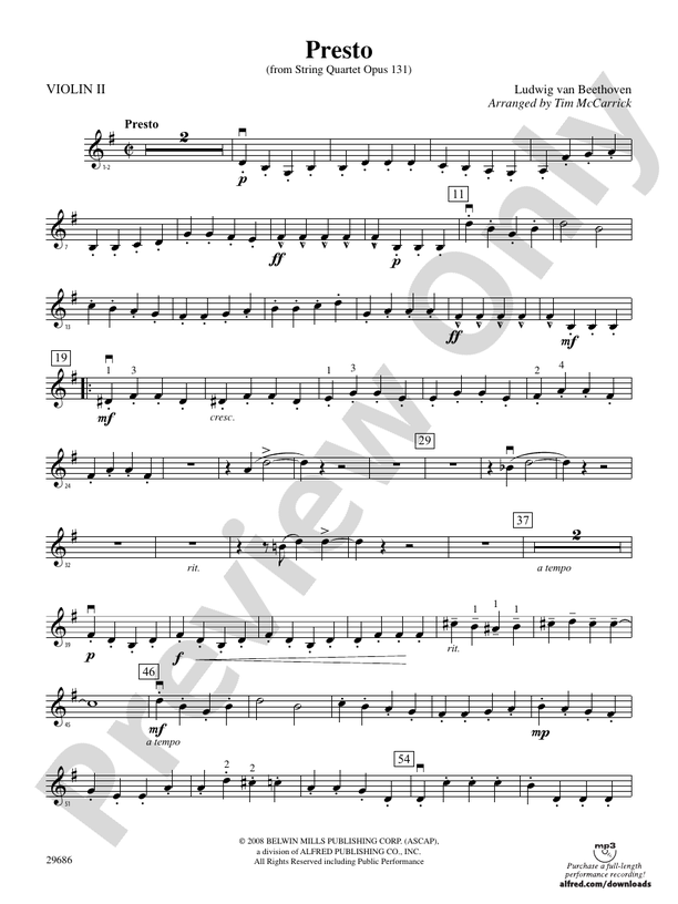 Presto: 2nd Violin: 2nd Violin Part - Digital Sheet Music Download
