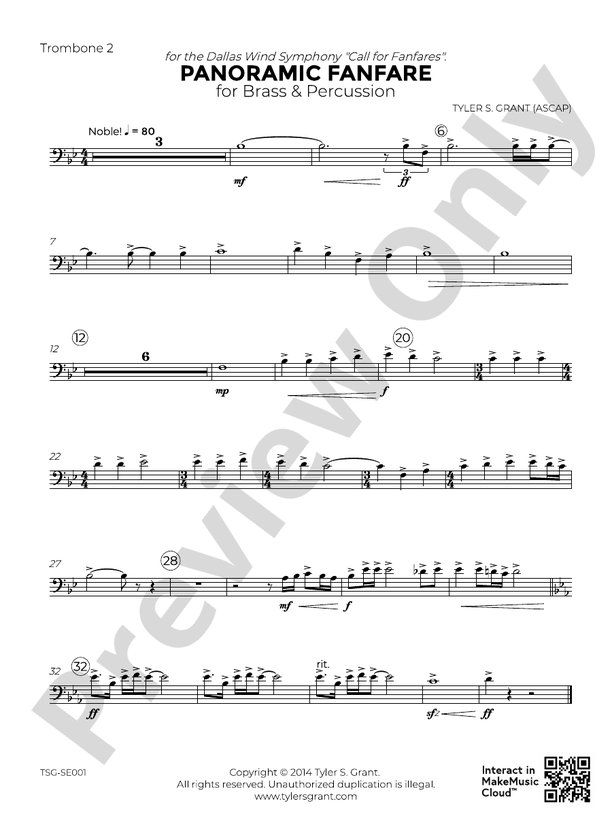Panoramic Fanfare: 2nd Trombone: 2nd Trombone Part - Digital Sheet Music Download