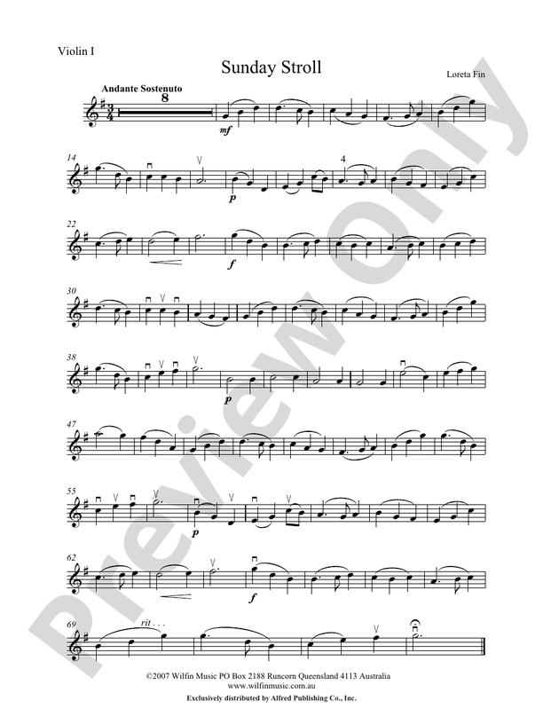 Sunday Stroll: 1st Violin: 1st Violin Part - Digital Sheet Music Download