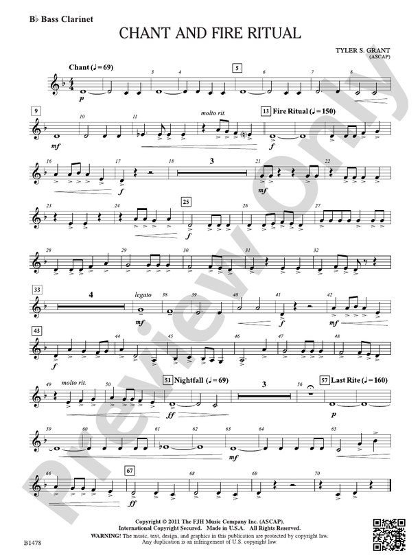 Chant and Fire Ritual: B-flat Bass Clarinet: B-flat Bass Clarinet Part ...