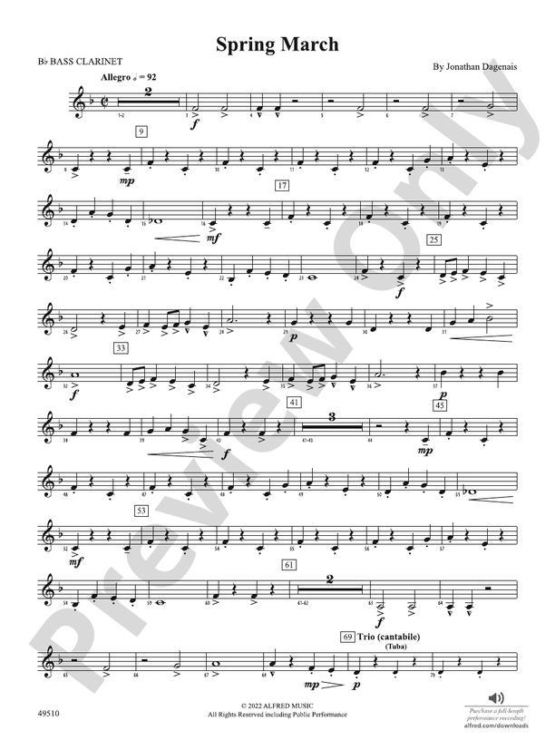 Spring March: B-flat Bass Clarinet: B-flat Bass Clarinet Part - Digital ...