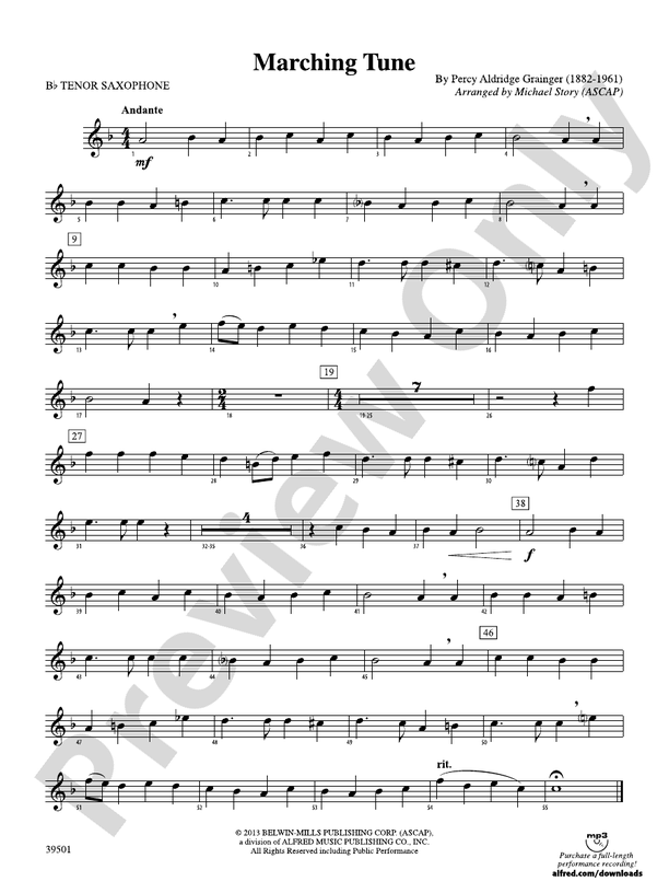Marching Tune: B-flat Tenor Saxophone: B-flat Tenor Saxophone Part ...