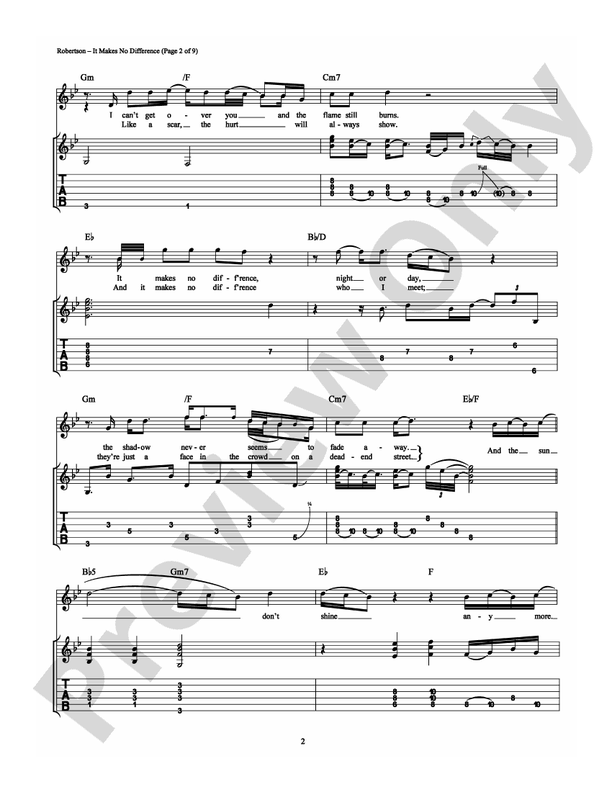 It Makes No Difference: Guitar TAB: Robbie Robertson - Digital Sheet ...