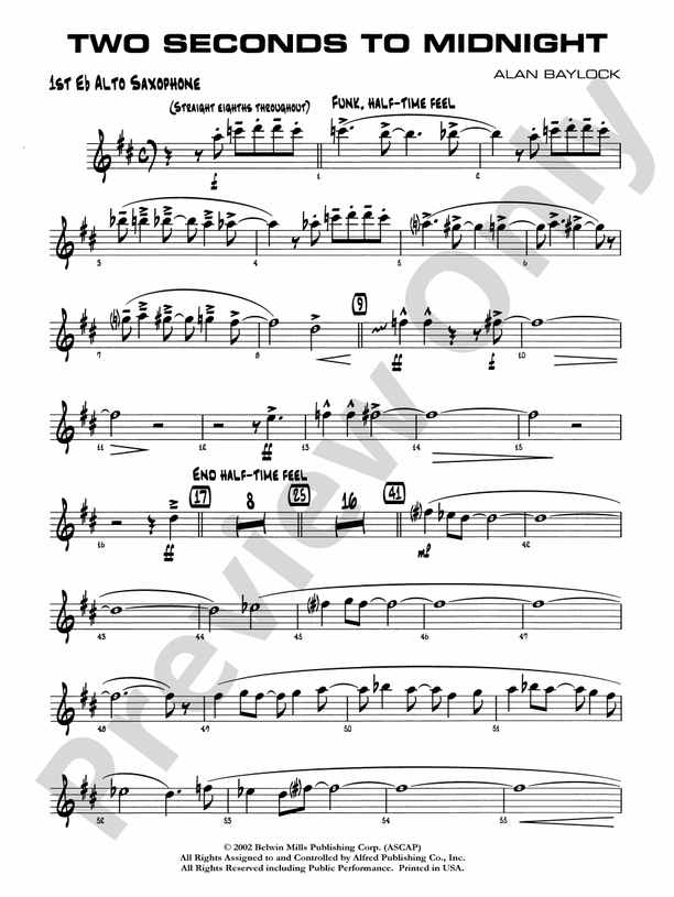 Two Seconds to Midnight: E-flat Alto Saxophone: E-flat Alto Saxophone Part - Digital Sheet Music ...