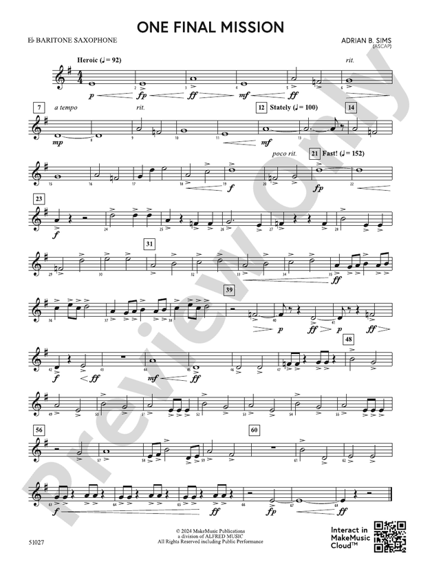 One Final Mission: E-flat Baritone Saxophone: E-flat Baritone Saxophone ...