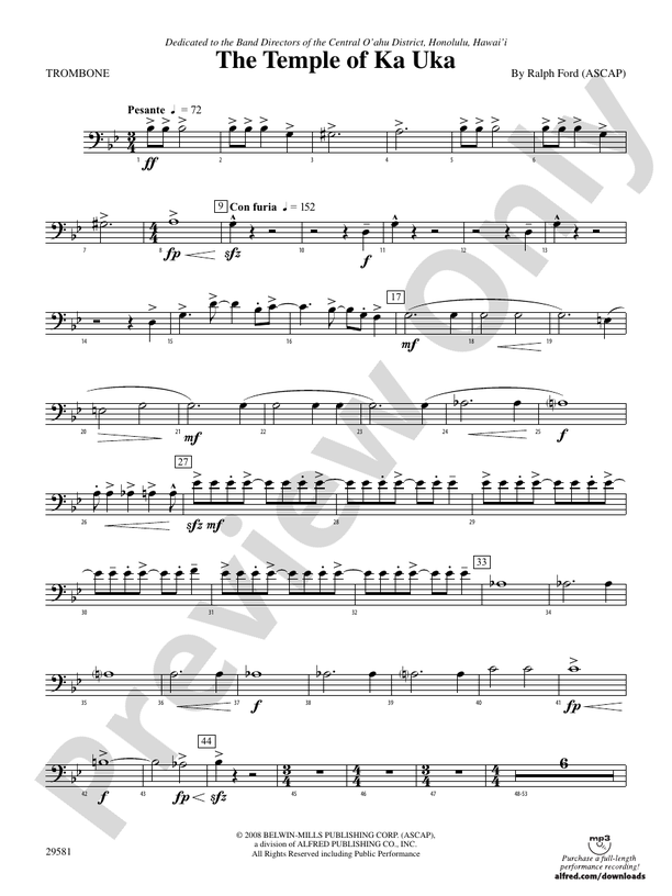 The Temple of Ka Uka: 1st Trombone: 1st Trombone Part - Digital Sheet Music Download