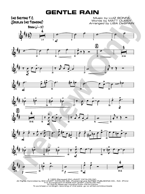Gentle Rain: 2nd Baritone T.C.: 2nd Baritone T.C. Part - Digital Sheet Music Download