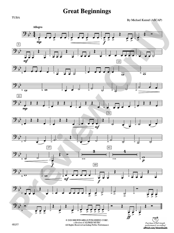 Great Beginnings: Tuba: Tuba Part - Digital Sheet Music Download