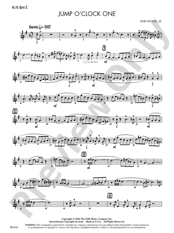 Jump O'Clock One: Alto Sax 2: Alto Sax 2 Part: Rob Vuono Jr. - Digital ...