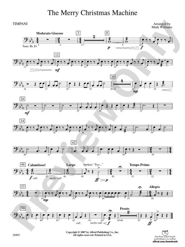 The Merry Christmas Machine: Timpani: Timpani Part - Digital Sheet ...