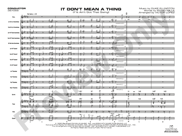 It Don't Mean a Thing (If It Ain't Got That Swing): Score: Jazz ...