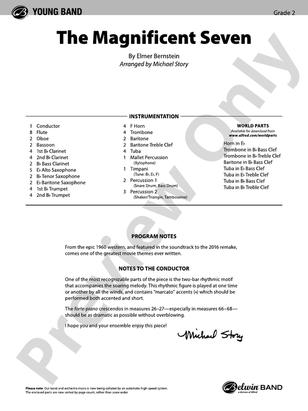 The Magnificent Seven: Score: Concert Band Score - Digital Sheet Music ...