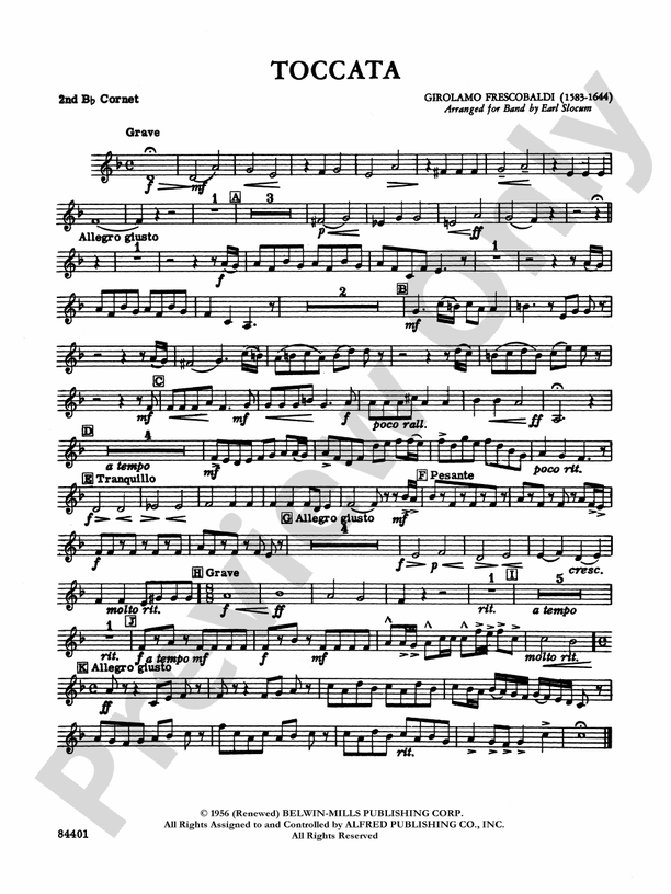 Toccata: 2nd B-flat Cornet: 2nd B-flat Cornet Part - Digital Sheet ...