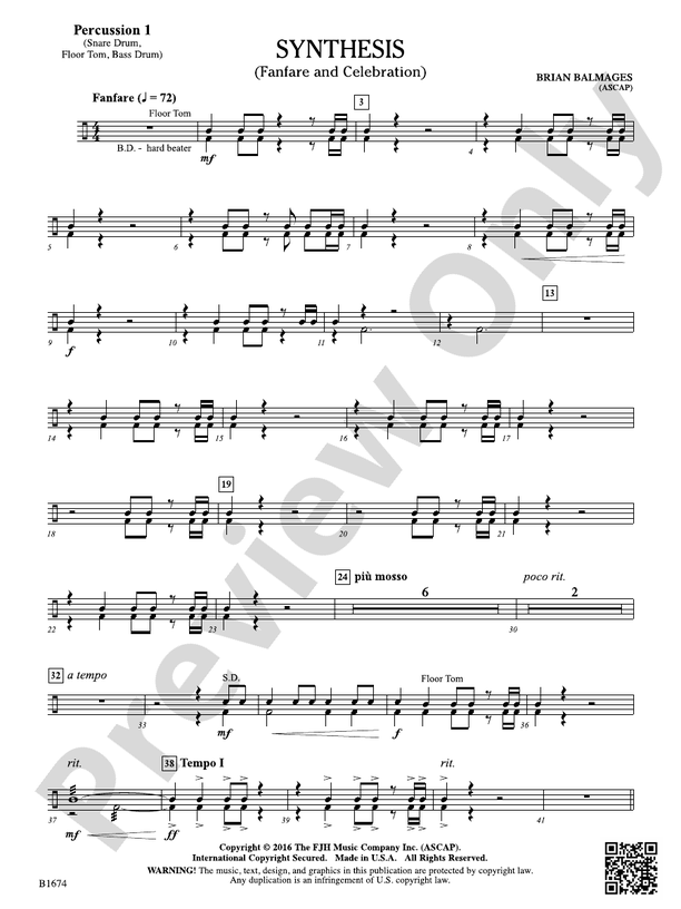 Synthesis: Percussion 1: Percussion 1 Part: Brian Balmages - Digital ...