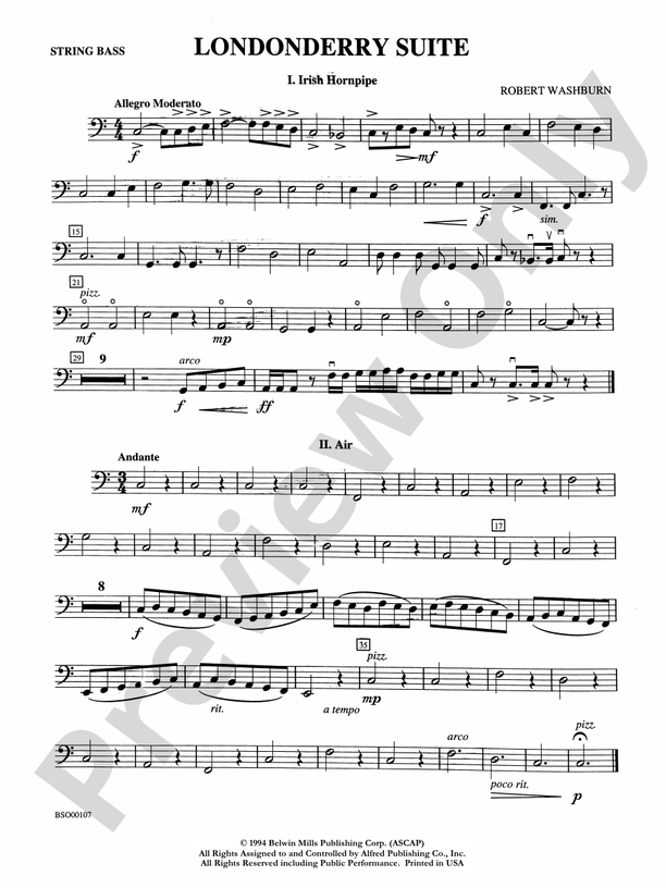Londonderry Suite: String Bass: String Bass Part - Digital Sheet Music ...