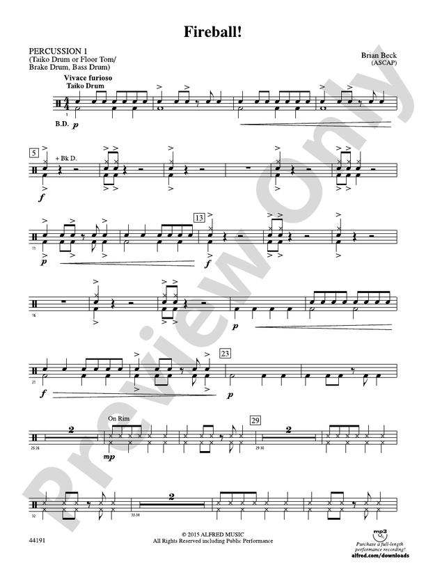 Fireball!: 1st Percussion: 1st Percussion Part - Digital Sheet Music ...