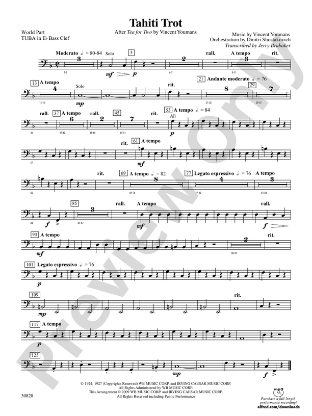 Tahiti Trot: (wp) E-flat Tuba B.C.: (wp) E-flat Tuba B.C. World Part ...