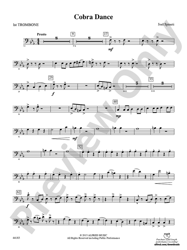 Cobra Dance: 1st Trombone: 1st Trombone Part - Digital Sheet Music Download