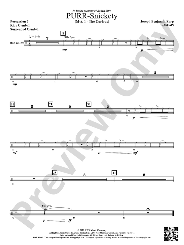 PURR-Snickety - Mvt 1. - The Curious: 6th Percussion: 6th Percussion ...