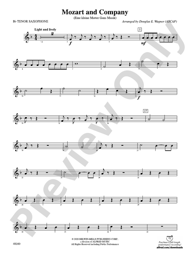 Mozart and Company: B-flat Tenor Saxophone: B-flat Tenor Saxophone Part - Digital Sheet Music ...