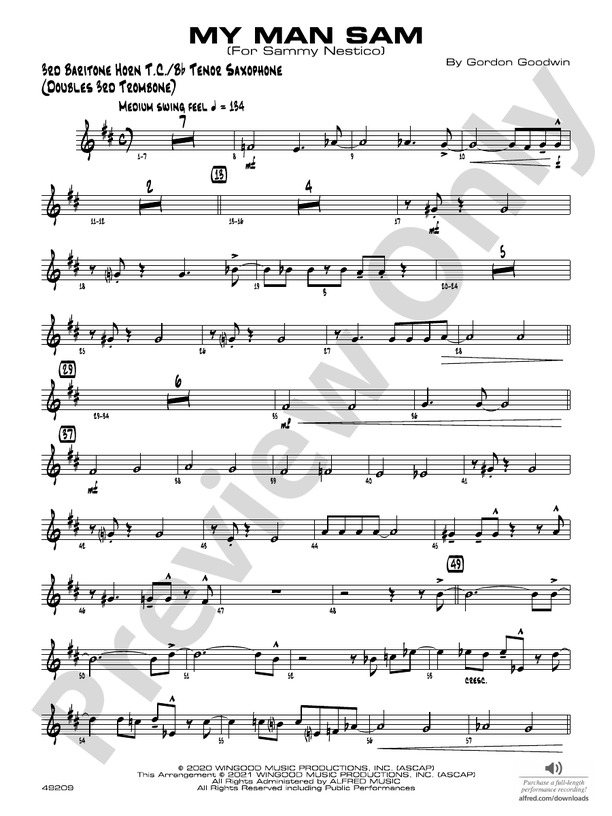 My Man Sam: 3rd Baritone T.C.: 3rd Baritone T.C. Part - Digital Sheet ...