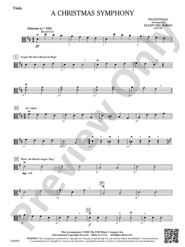 A Christmas Symphony: Viola: Viola Part - Digital Sheet Music Download