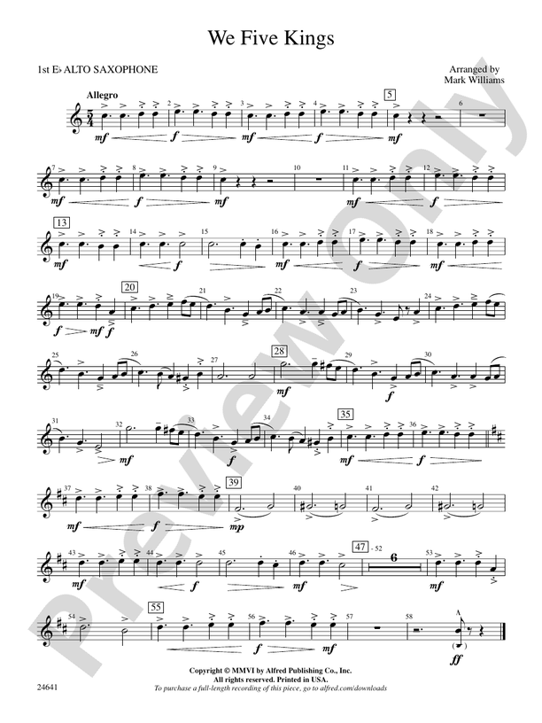 We Five Kings: E-flat Alto Saxophone: E-flat Alto Saxophone Part - Digital Sheet Music Download