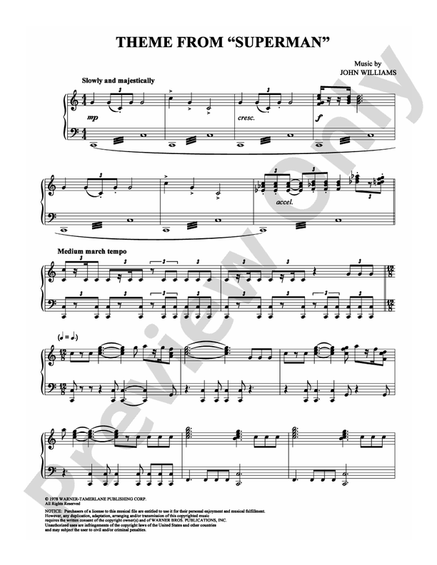 Theme From Superman: Piano: John Williams - Digital Sheet Music Download