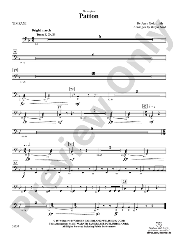 Patton: Timpani: Timpani Part - Digital Sheet Music Download