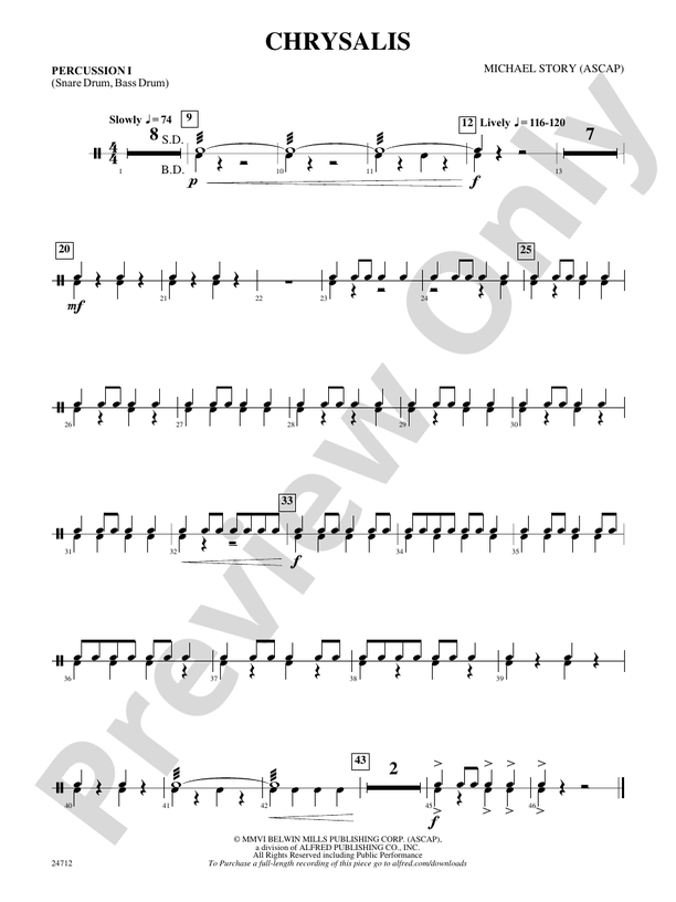 Chrysalis: 1st Percussion: 1st Percussion Part - Digital Sheet Music ...
