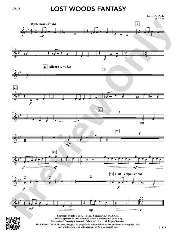 Lost Woods Fantasy: Bells: Bells Part: JaRod Hall - Digital Sheet Music ...