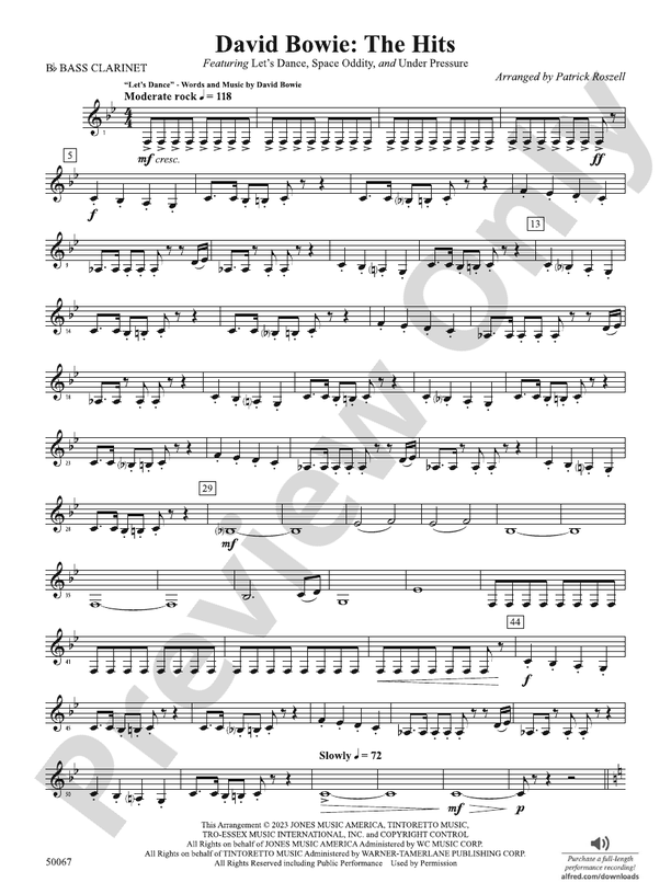 David Bowie: The Hits: B-flat Bass Clarinet: B-flat Bass Clarinet Part ...