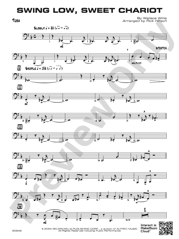 Swing Low, Sweet Chariot: Tuba: Tuba Part - Digital Sheet Music Download