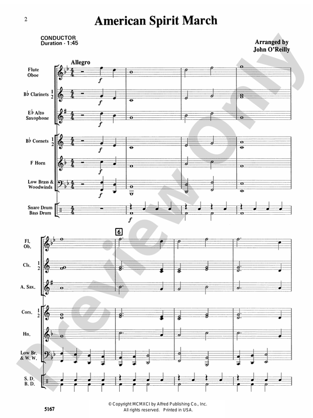 American Spirit March: Score: Concert Band Score - Digital Sheet Music ...
