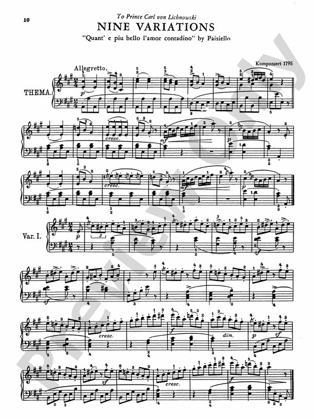 Beethoven: Variations (Volume II): Nine Variations on "Quanto e bello ...