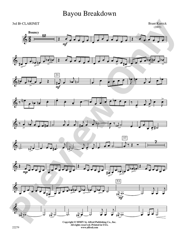 Bayou Breakdown: 3rd B-flat Clarinet: 3rd B-flat Clarinet Part - Digital Sheet Music Download