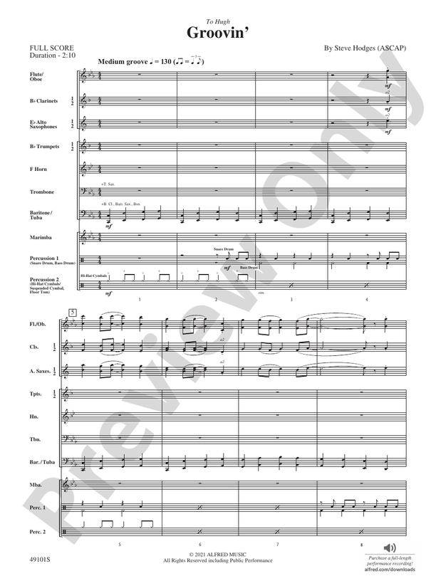 Groovin': Concert Band Conductor Score & Parts: Steve Hodges - Digital ...