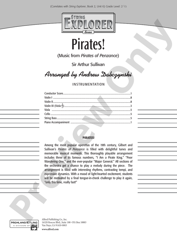 Pirates!: Score: String Orchestra Score - Digital Sheet Music Download
