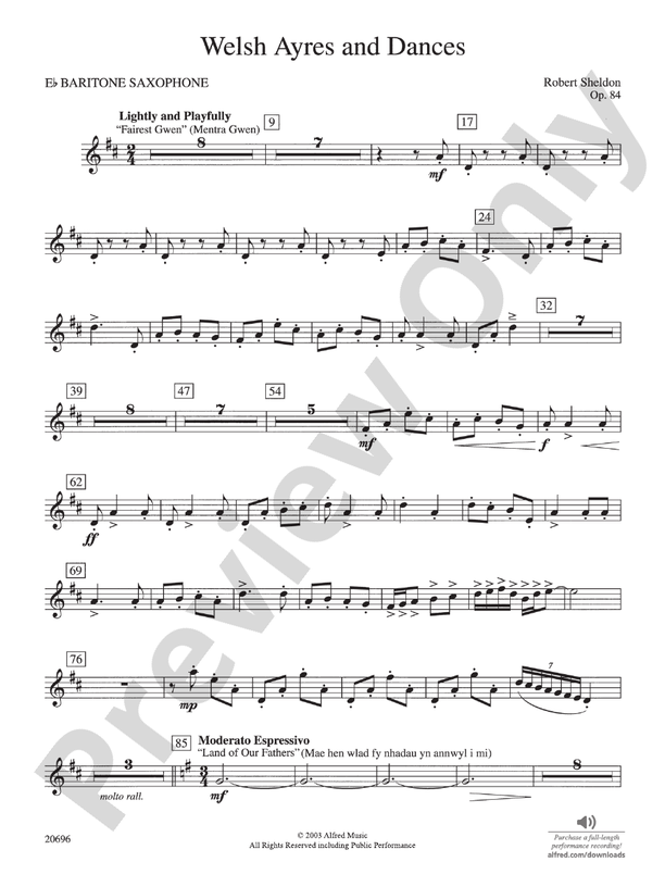 Welsh Ayres And Dances E Flat Baritone Saxophone E Flat Baritone