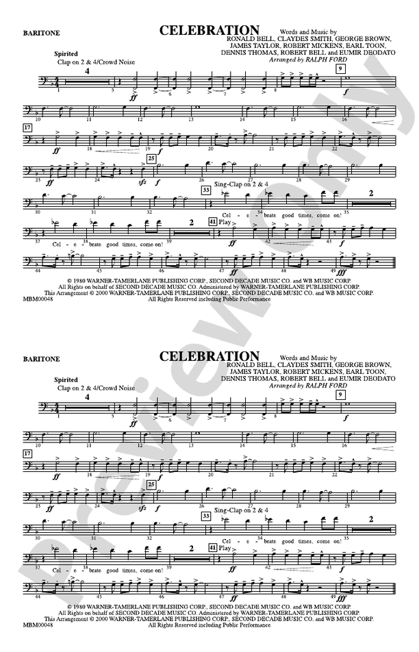 Celebration: Baritone B.C.: Baritone B.C. Part - Digital Sheet Music Download