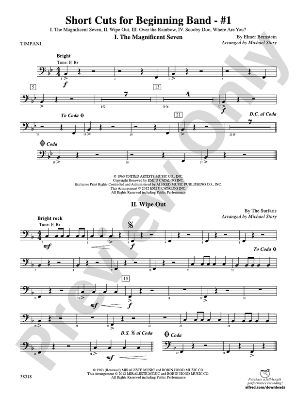 Short Cuts for Beginning Band -- #1: Timpani: Timpani Part - Digital ...