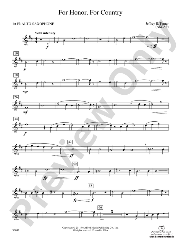 For Honor, For Country: E-flat Alto Saxophone: E-flat Alto Saxophone ...