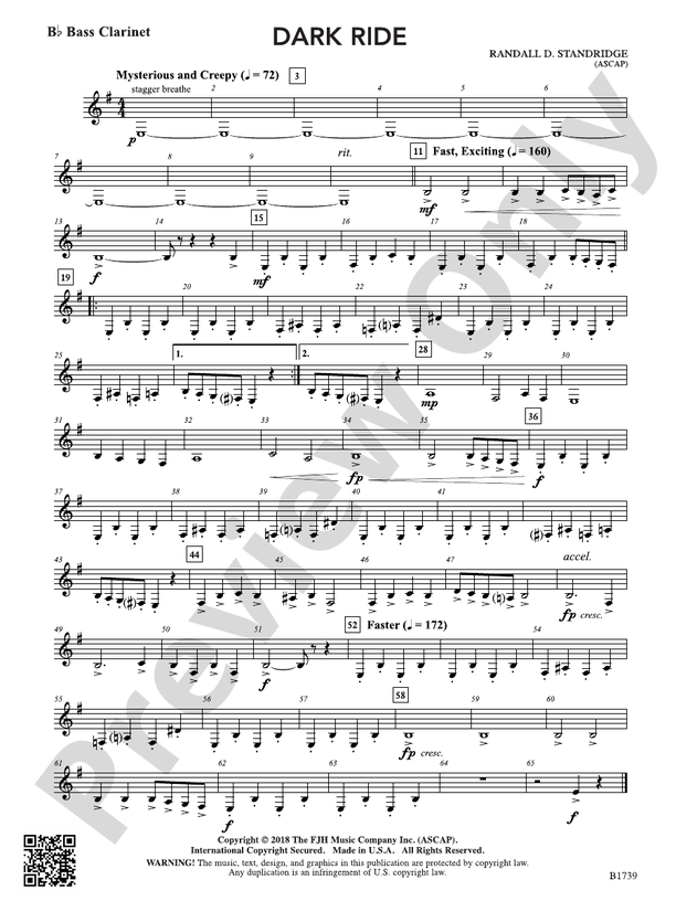 Dark Ride: B-flat Bass Clarinet: B-flat Bass Clarinet Part: Randall D ...