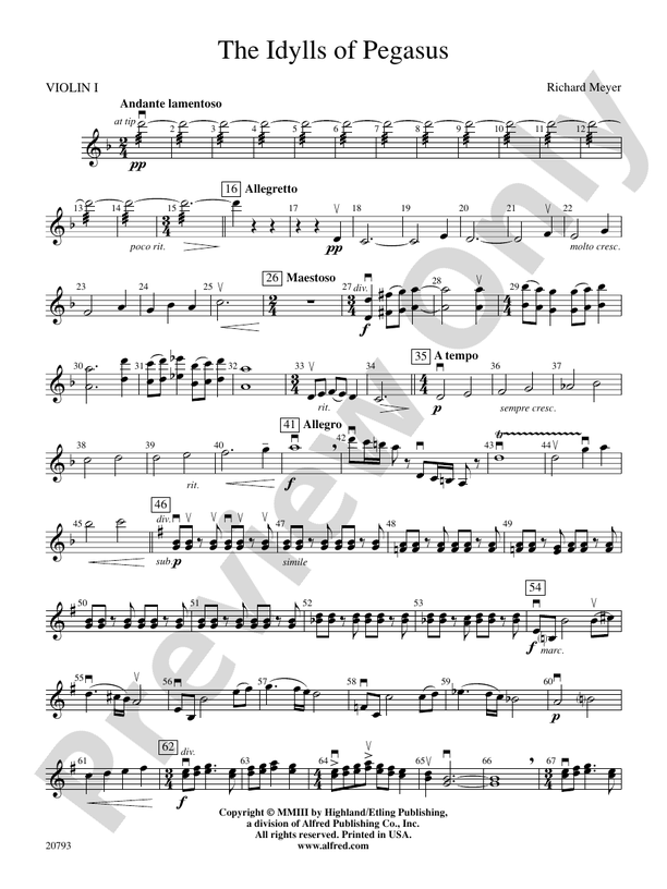 The Idylls of Pegasus: 1st Violin: 1st Violin Part - Digital Sheet ...