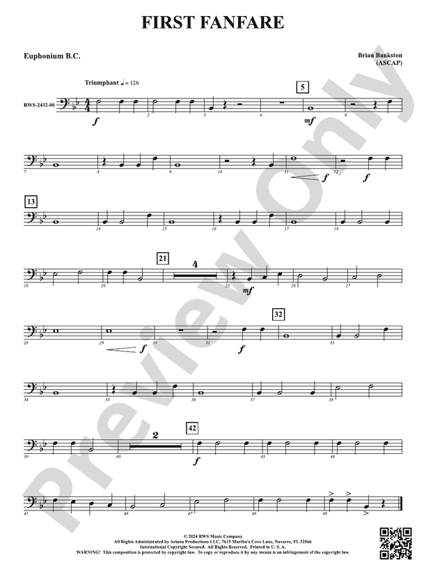 First Fanfare: Baritone B.C.: Baritone B.C. Part: Brian Bankston - Digital Sheet Music Download