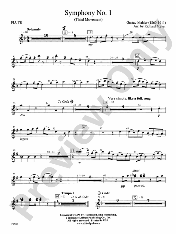 Symphony No. 1, 3rd Movement: Flute: Flute Part - Digital Sheet Music Download